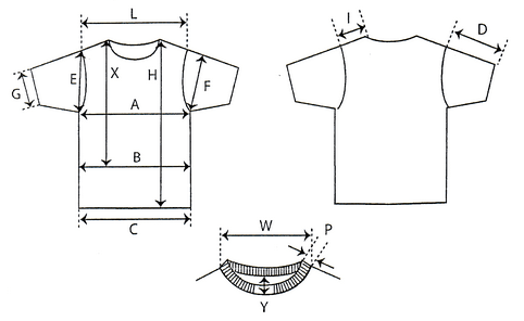 Measurements for Men's Basic T-shirt, Long Sleeve T-shirt and Trouser